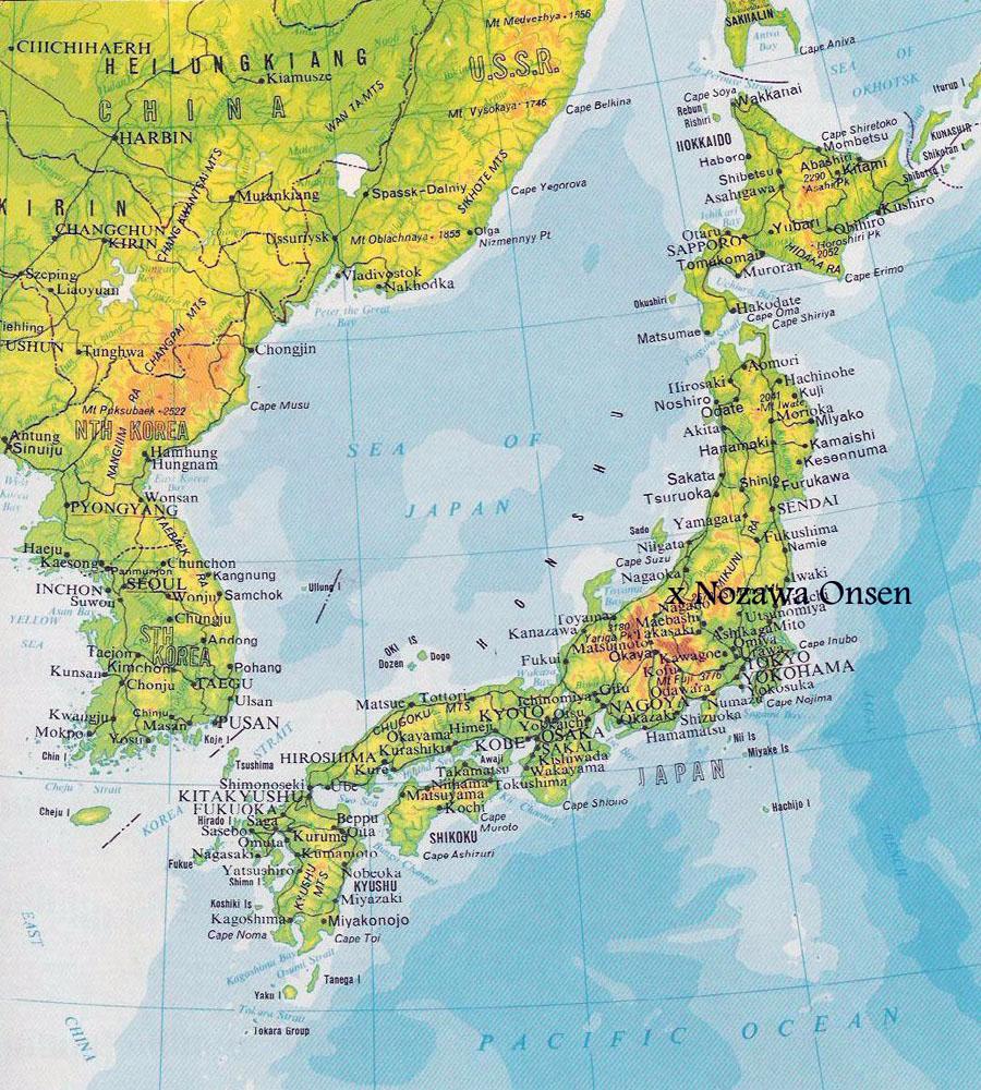 Japonska nadmorske višine zemljevid - Elevation zemljevid japonske ...